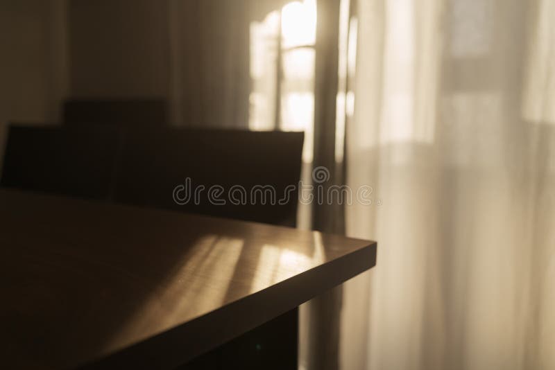 Black Walnut Table with Sunset Light Closeup Stock Photo - Image of ...