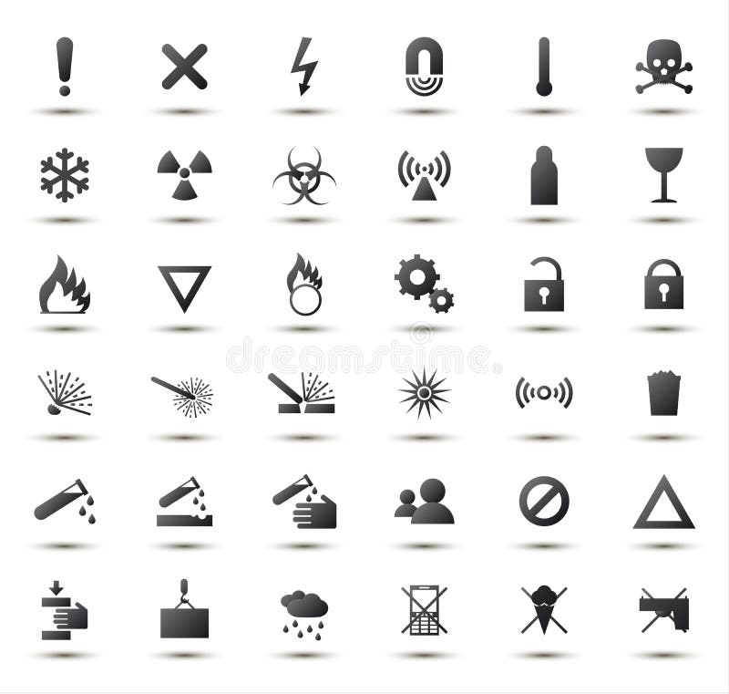 Black symbols danger icons stock vector. Illustration of information ...