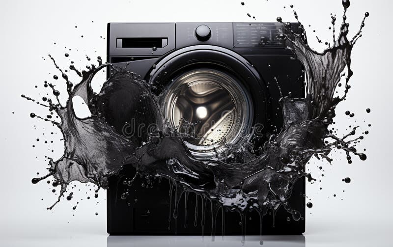 Black Washing Machine on White Background -Generative Ai Stock Photo ...