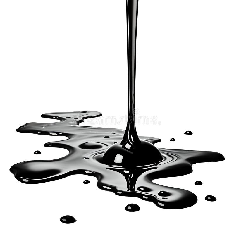 Black Oil Spill Puddle Flowing on White Background Stock Illustration ...