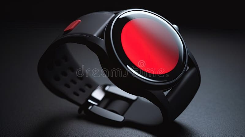 A Black Watch with a Red Light on it S Face Stock Illustration ...