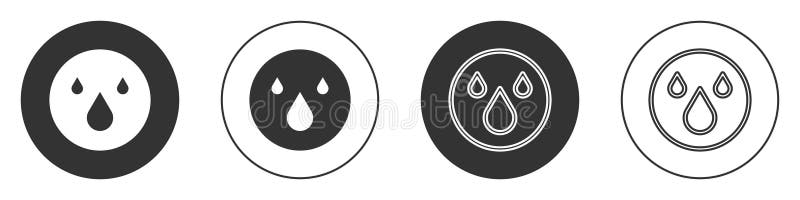 Black Water Drop Icon Isolated on White Background. Circle Button Stock ...