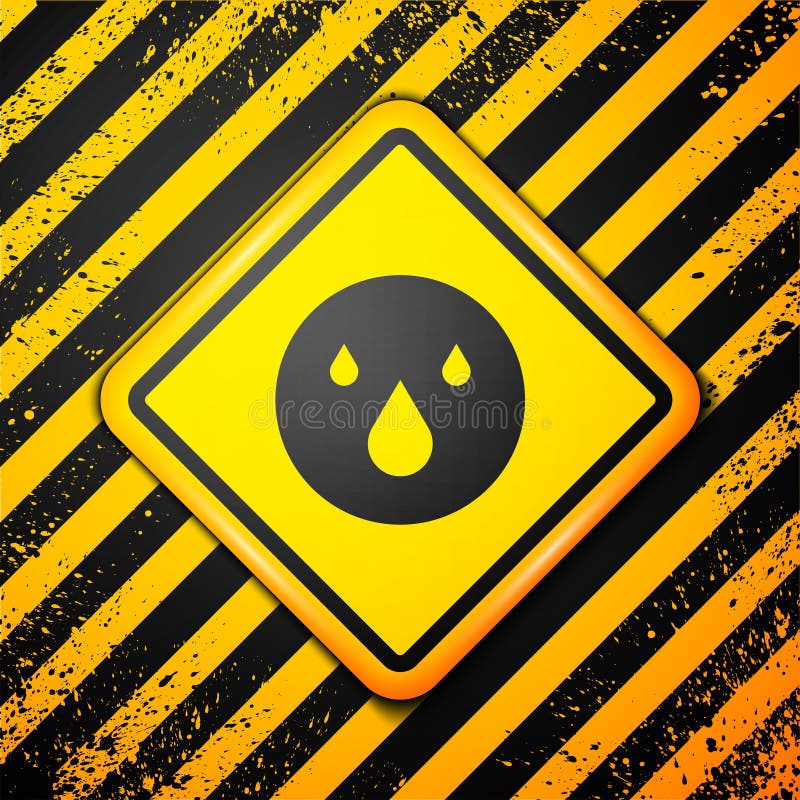 Black Water Drop Icon Isolated on Yellow Background. Warning Sign Stock ...