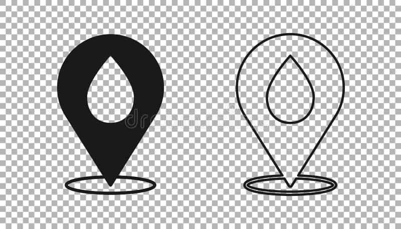 Black Water Drop with Location Icon Isolated on Transparent Background ...
