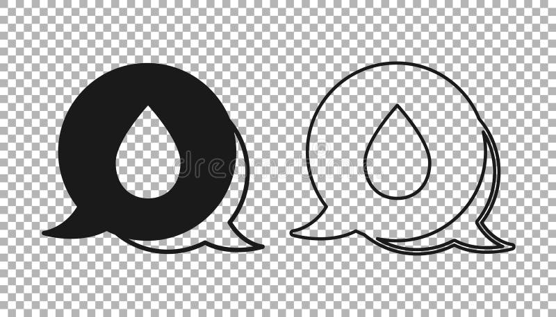 Black Water Drop with Speech Bubbles Icon Isolated on Transparent ...