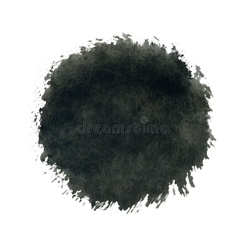 Black Watercolor Circle Splash on White Background. Stock Illustration ...