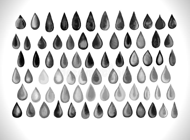 Black watercolor drop set stock vector. Illustration of element - 89302134