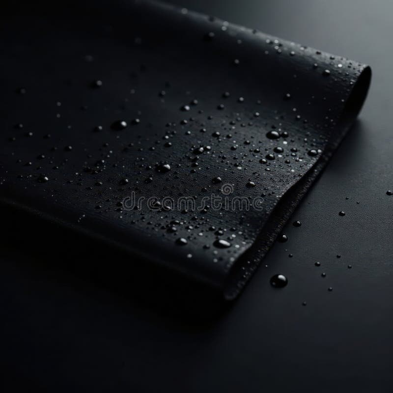 Black Waterproof Fabric, Textured Surface, Minimal Water Beading ...