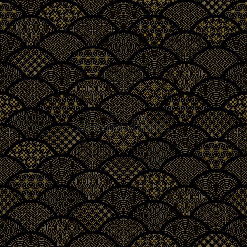 Black Background With Japanese Traditional Design. Stock Vector ...