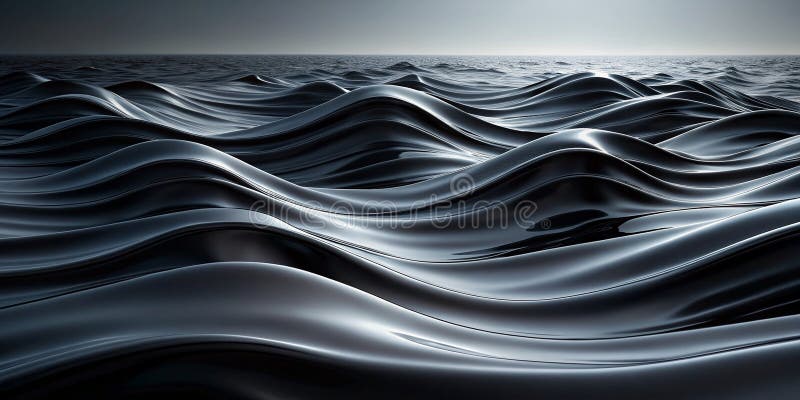 Black Waves Abstract Background Generative by AI Stock Illustration ...