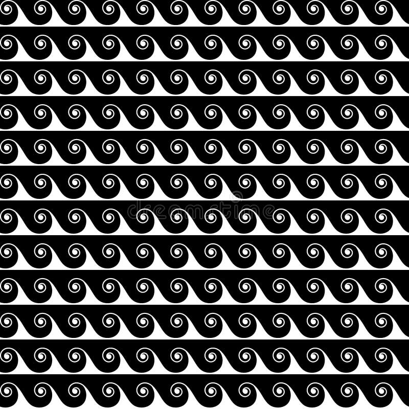 Black Waves Lines Seamless Vector Greek Pattern. Stock Vector ...