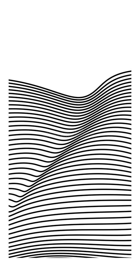 Black Waving Parallel Lines on Empty Background Geometric Design Stock ...