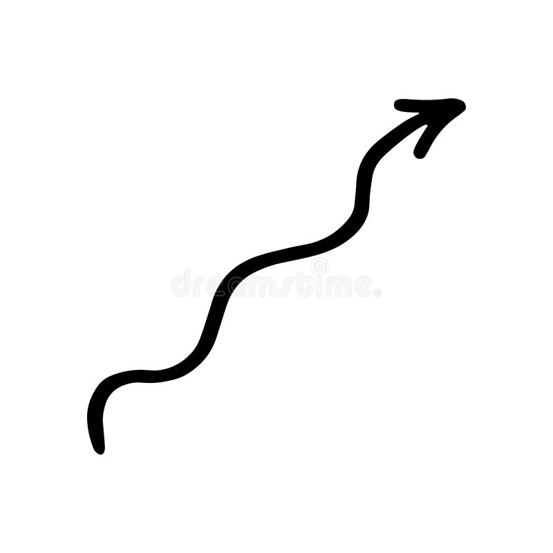 Black Wavy Arrow Vector Icon. Hand-drawn Vector Illustration of a ...