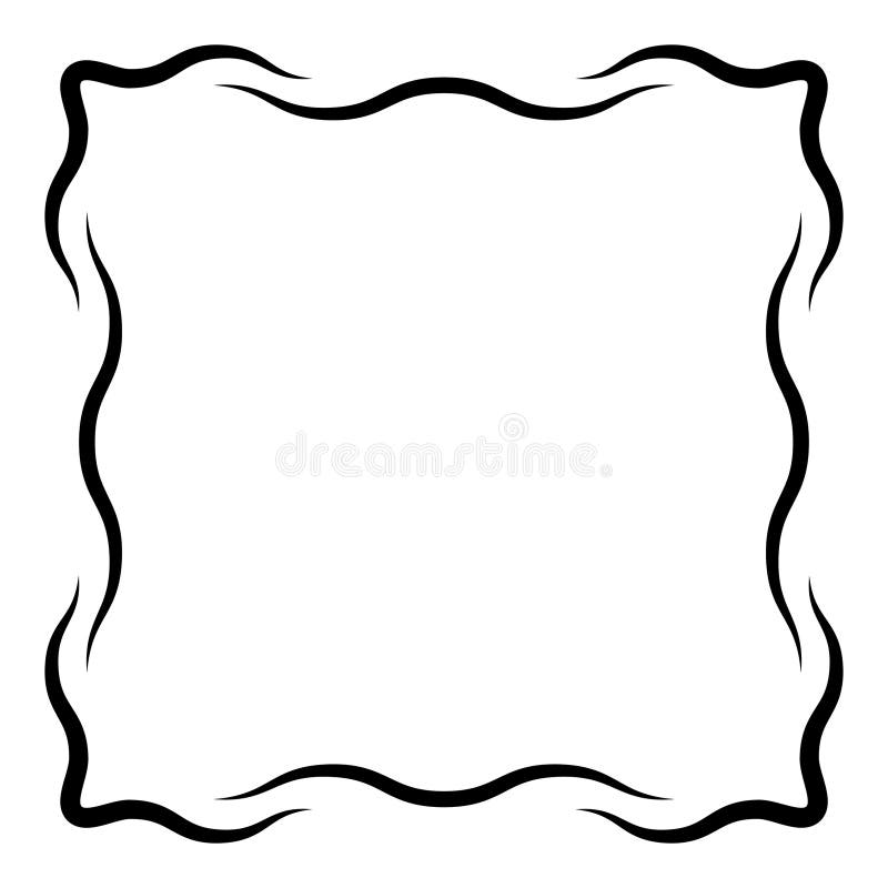 Black Wavy Line Border Square Frame, Template Element Stock Vector ...