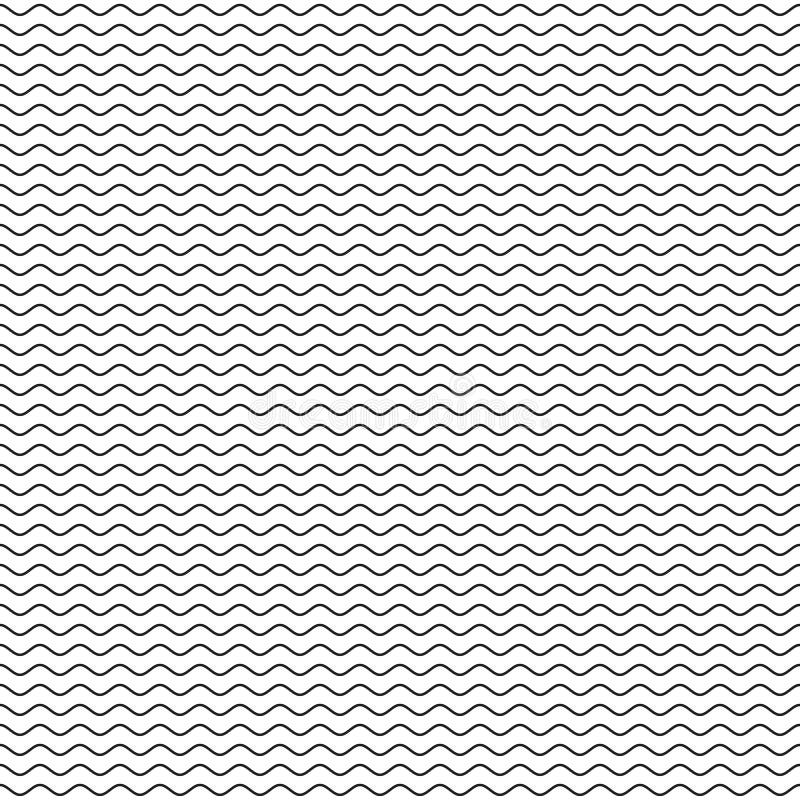 Black Wavy Line Seamless Pattern Stock Vector - Illustration of ...