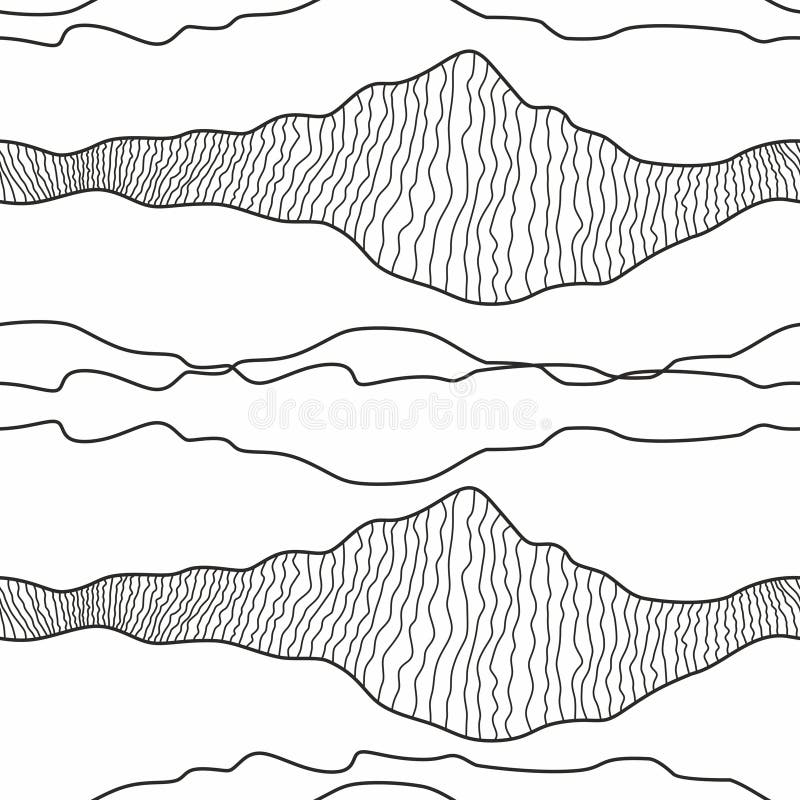 Black Wavy Lines Seamless Pattern. Simple Vector Abstract Liquid ...