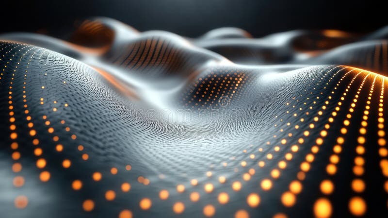 Black Wavy Textured Surface with Glowing Dots Lights, Abstract ...