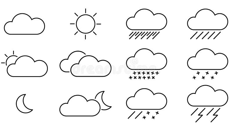 Weather Black And White Icons Stock Vector - Illustration of abstract ...