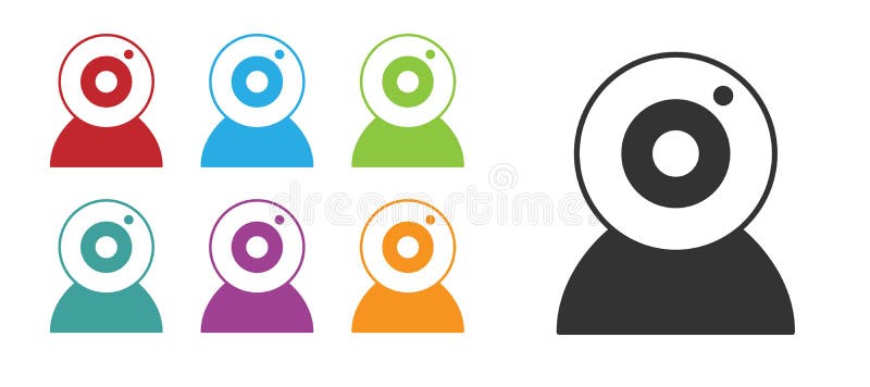 Black Web Camera Icon Isolated on White Background. Chat Camera. Webcam ...