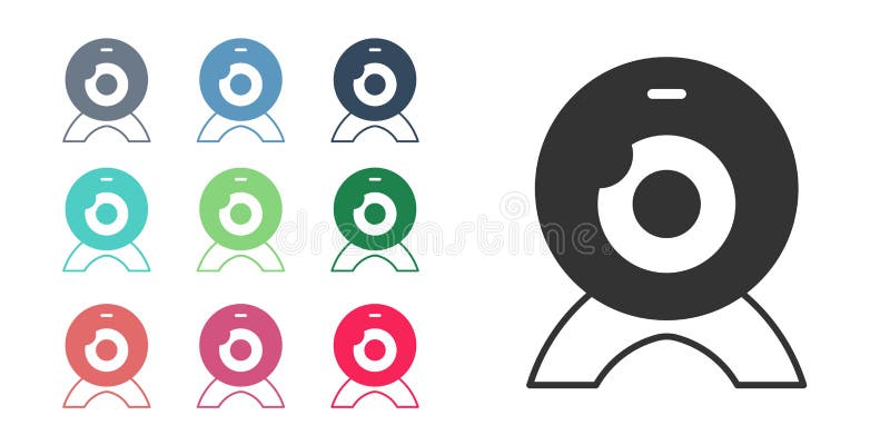 Black Web Camera Icon Isolated on White Background. Chat Camera. Webcam ...