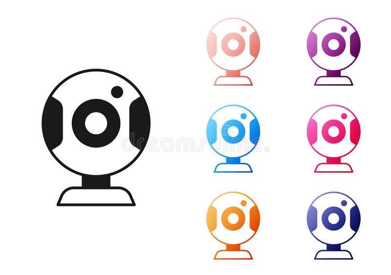 Black Web Camera Icon Isolated on White Background. Chat Camera. Webcam ...