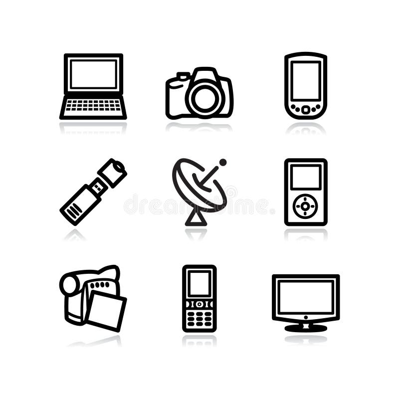 Black web icons, set 16 stock vector. Illustration of internet - 5205814