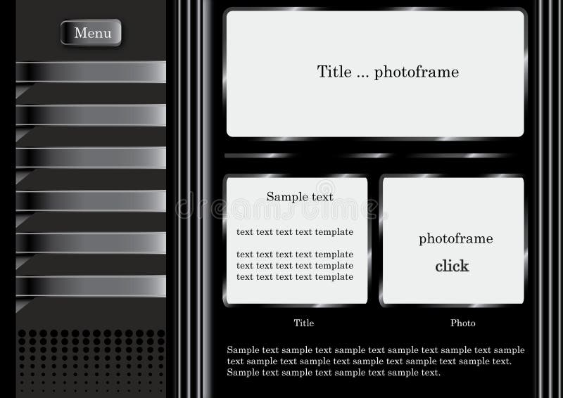 Black Website Template with White and Gray Accessories and Frames for ...