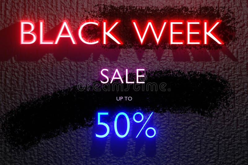 Black Week Sale Web Neon Banner Stock Illustration - Illustration of ...