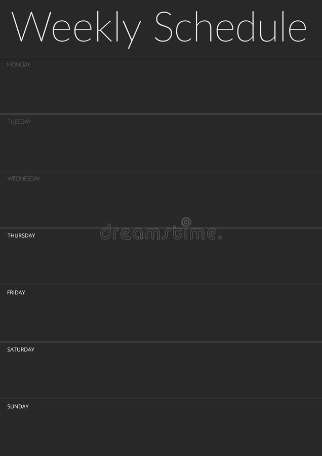 Black Weekly Planner Schedule Notebook Page. Modern Business Organizer ...