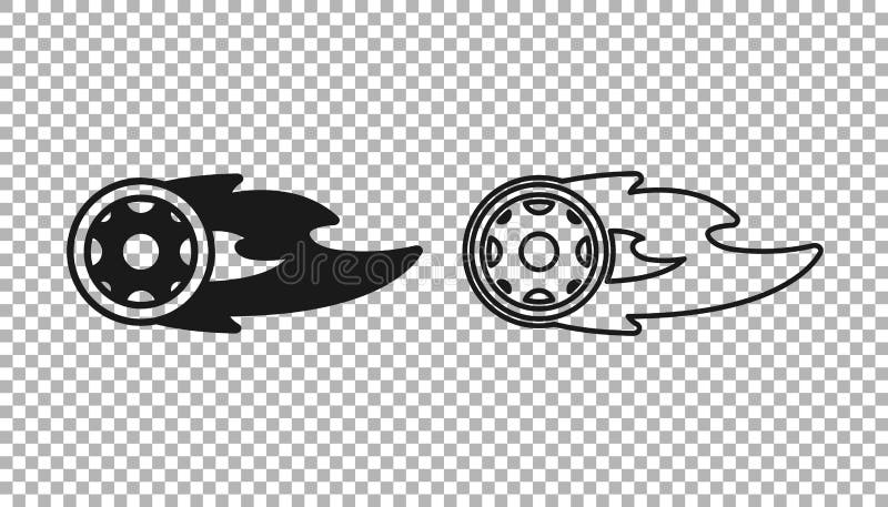 Black Wheel in Fire Flame Icon Isolated on Transparent Background ...