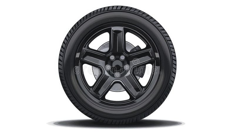 A Black Wheel on a Plain White Background. Suitable for Automotive and ...