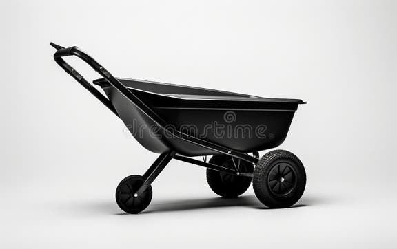 Black Wheelbarrow Side View on Transparent Background -Generative Ai ...