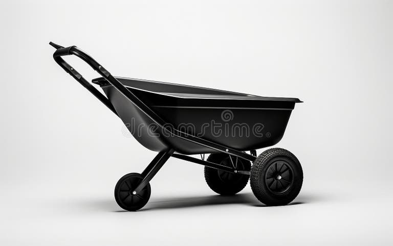 Black Wheelbarrow Side View on Transparent Background -Generative Ai ...