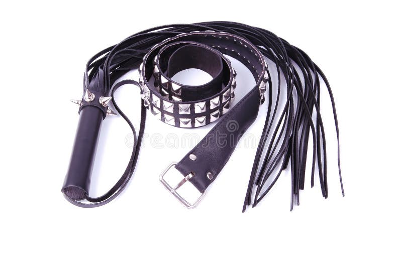 Black whip with belt stock image. Image of belt, spike - 2058679
