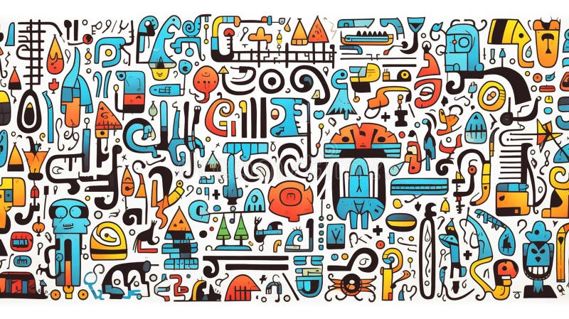 Ai Artificial Intelligence Created Kids Colorful Doodle Art Background ...
