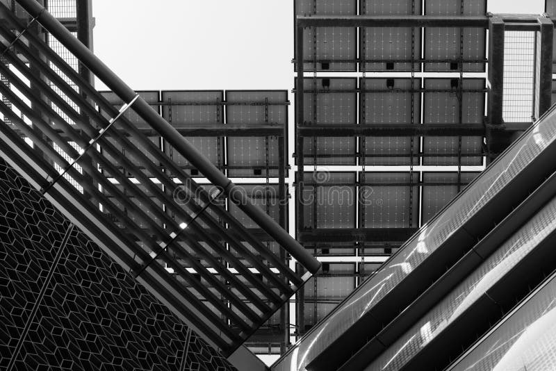 Abstract Architectural Design with Solar Panels Stock Illustration ...