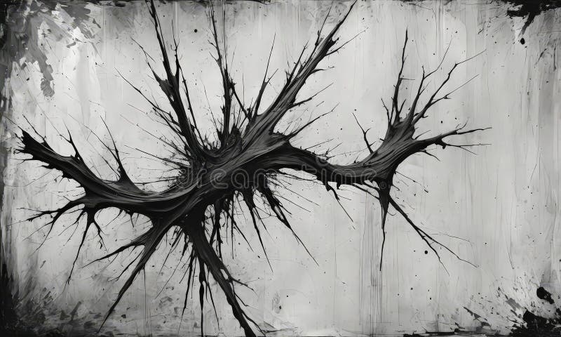 Black and White Abstract Artwork Features Chaotic, Organic Shape ...