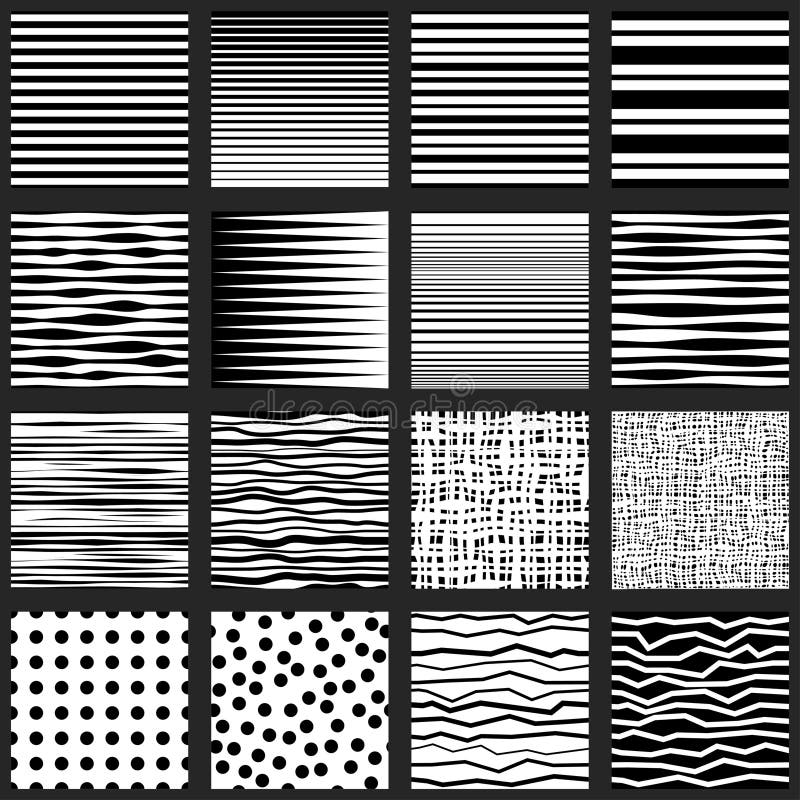 Curved Horizontal Stripes and Dots Pattern. Optical Art, Different ...