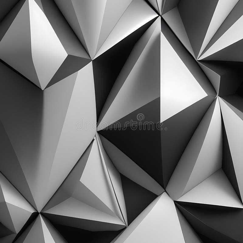 Black White Abstract Background. Geometric Shape. Lines, Triangles. 3d ...