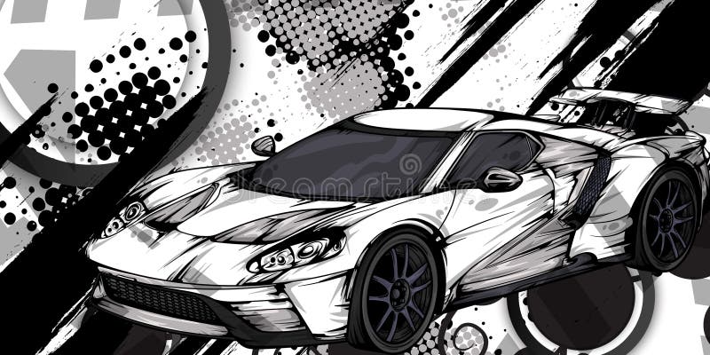 Black and White Abstract Background with Racing Car Object Stock ...