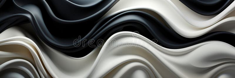 Black and White Abstract Background with Wavy Pattern. 3d Illustration ...
