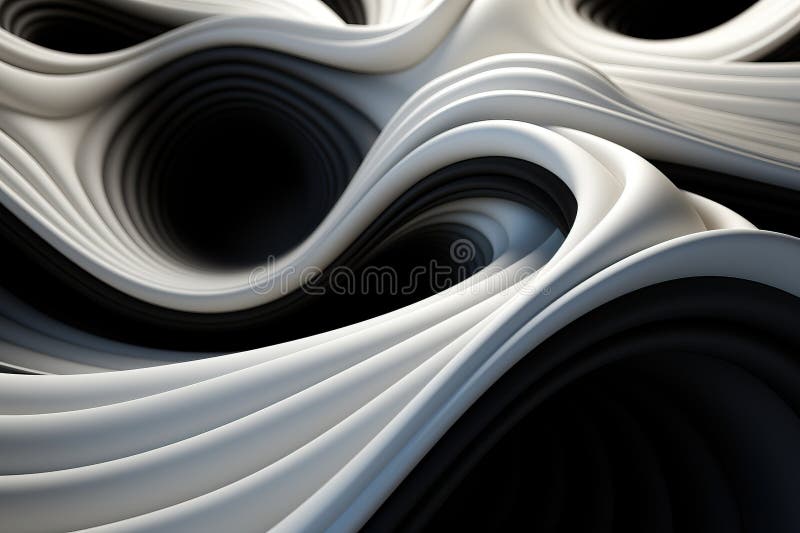 Black and White Abstract Background with Wavy Pattern. 3d Illustration ...
