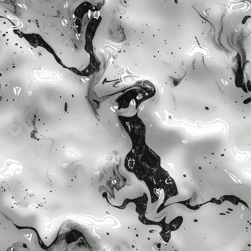 Abstract Black and White Fluid Art with Swirling Patterns on a Textured ...