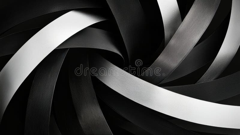A Black and White Abstract Design Featuring Overlapping Ribbons and a ...