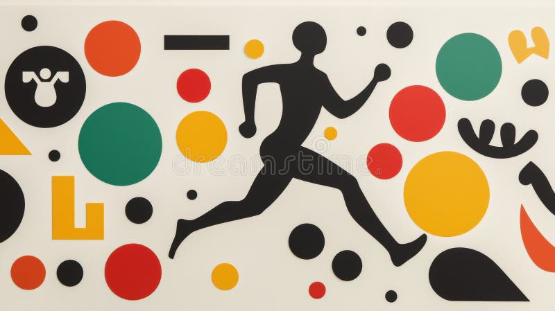 A Black and White Abstract Design of a Person Running. Stock Image ...