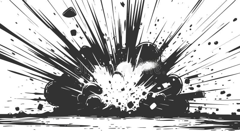 Black and White Abstract Explosion Graphic with Dynamic Lines and ...