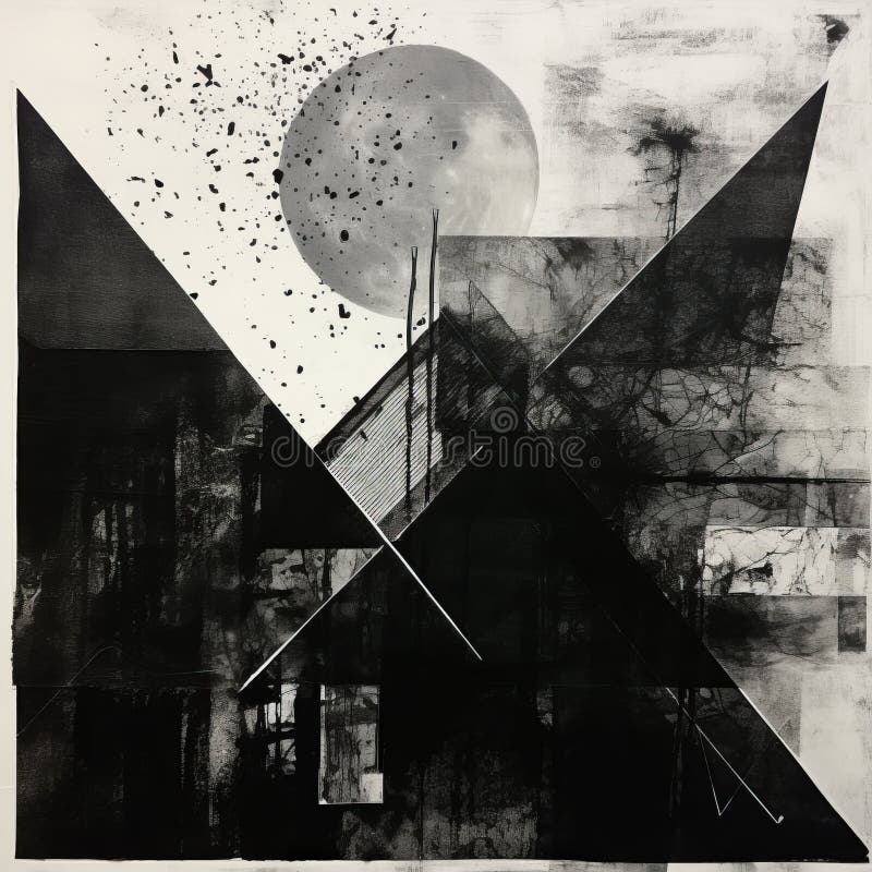Graffiti-inspired Geometric Abstraction: Moon Silhouette with Buildings ...