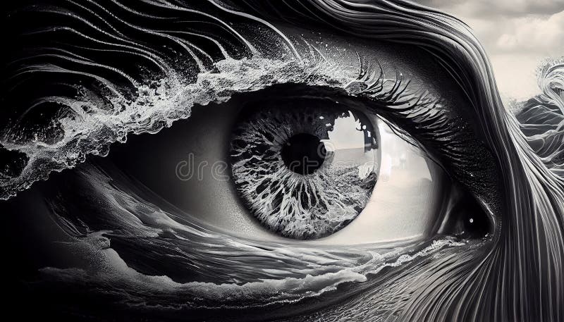 Black and White Abstract Eye Design Reflection Generated by AI Stock ...