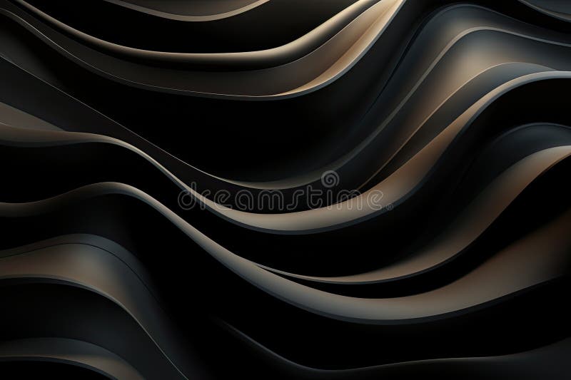Black and White Abstract Flowing Wave Background Texture with Tan ...