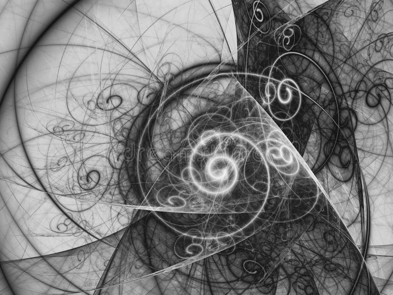 Black and White Abstract Fractal Background 3d Rendering Illustration ...